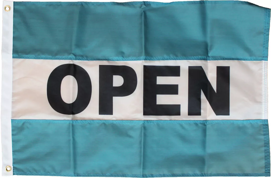 Buy Open - 2'X3' Nylon Flag (teal/white/teal) | Flagline